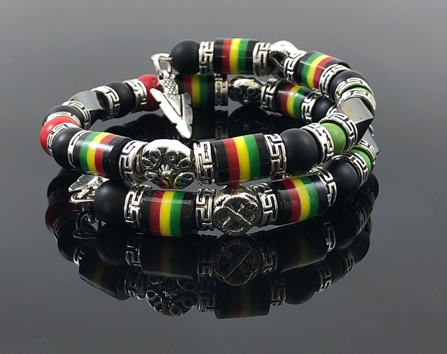 Jamaican Bracelet, Men's Beaded Bracelet, Caribbean Jewelry, Ethnic ...