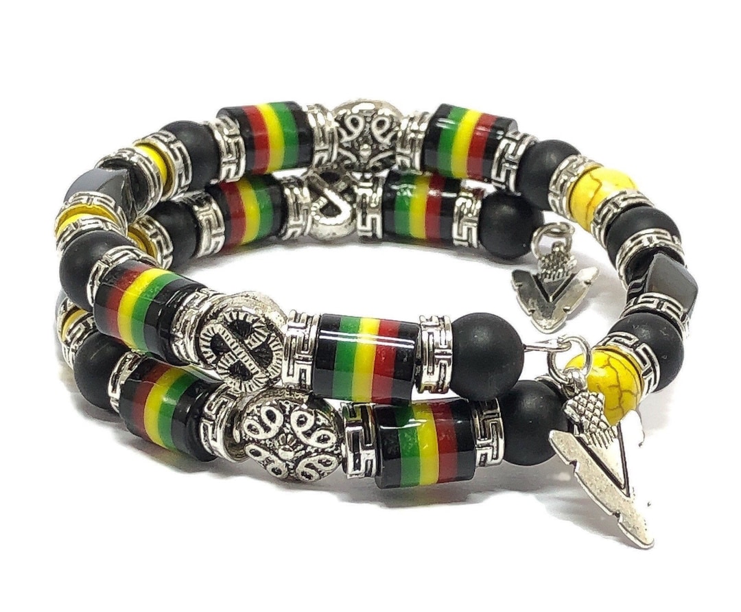 Jamaican Bracelet for Men Women, Men's Beaded Bracelet, Caribbean ...