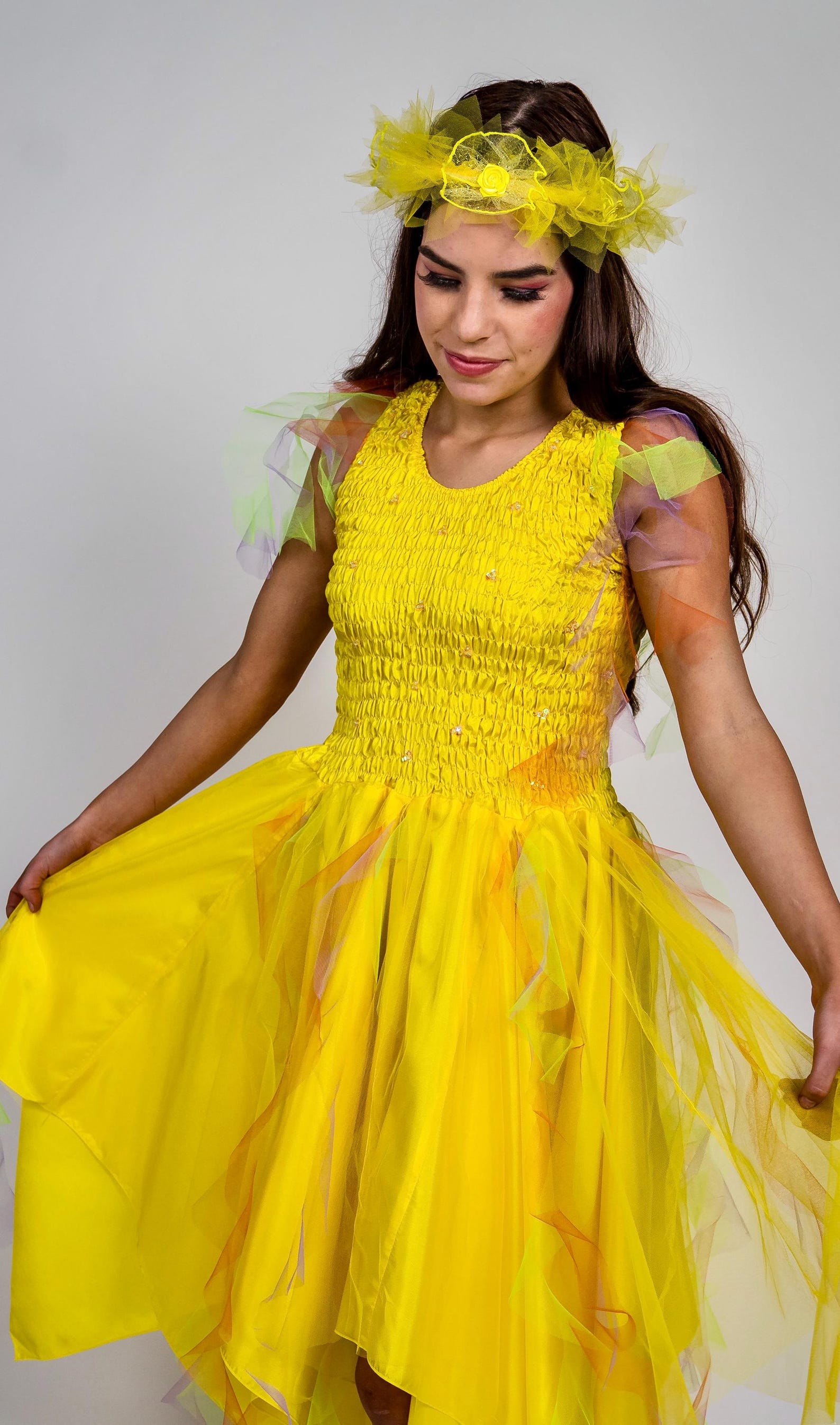 BOOK WEEK Teen/petite Yellow Fairy Dress & Tulle Headpiece Daffodil Day ...