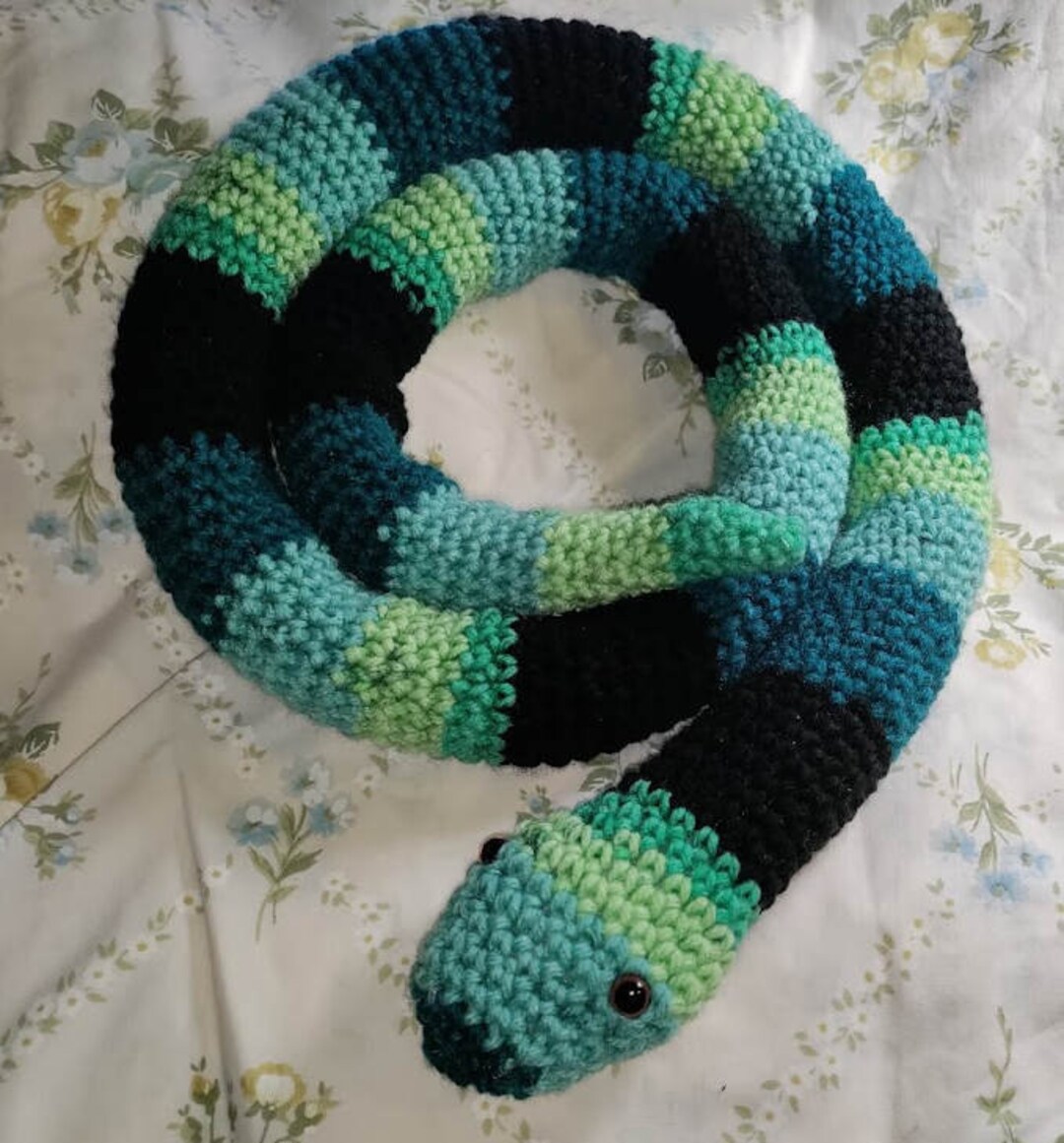 Crocheted Amigurumi Snake, Crochet Snake, Snake Plushie, Snake Toy ...
