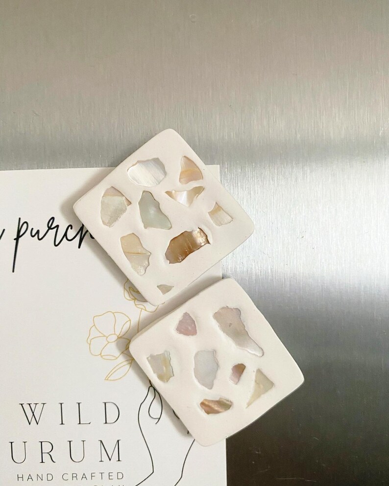 Sea Shell Clay Magnet Fridge Magnets Boho Clay Magnet Neutral Beach ...