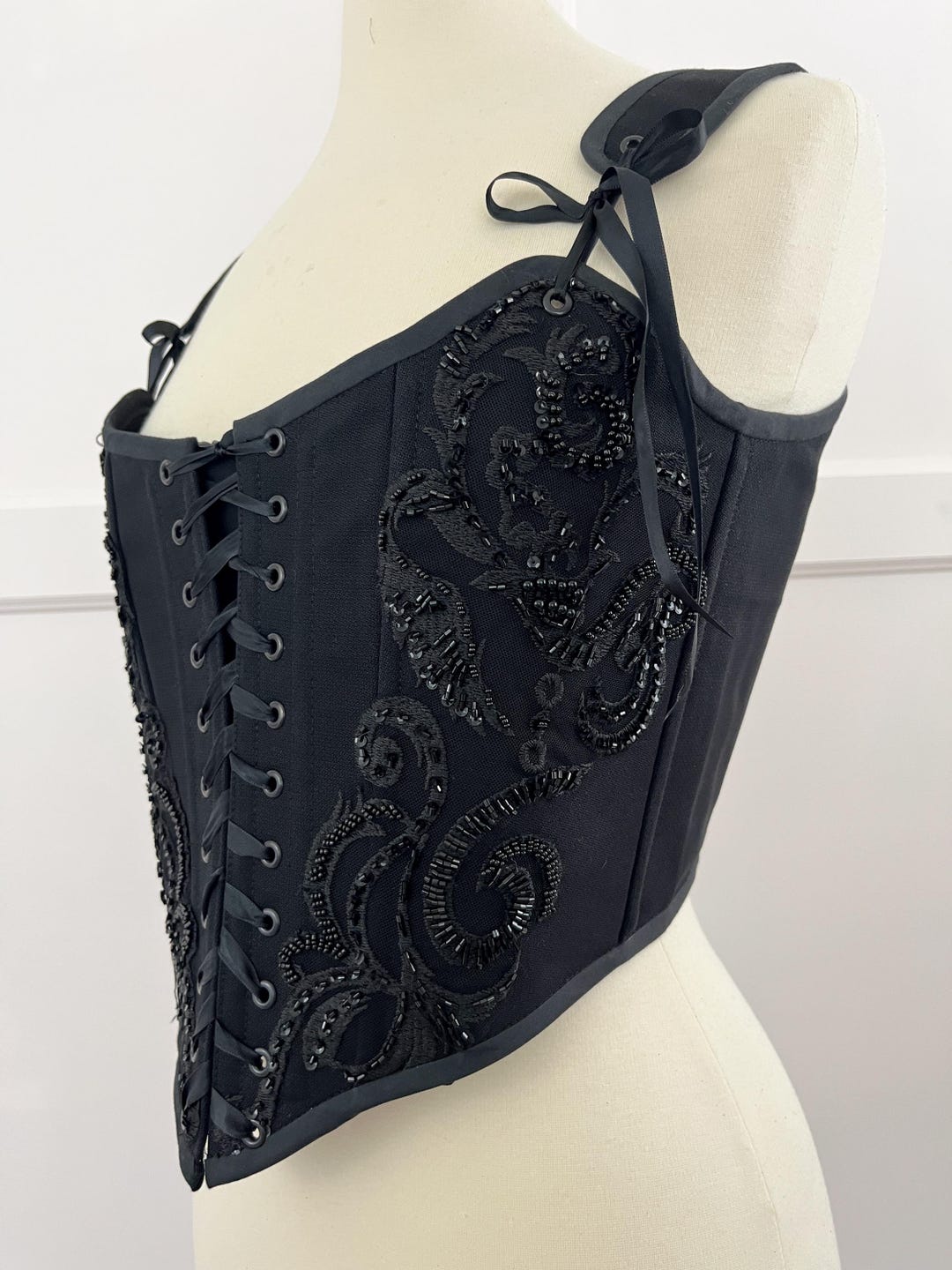Renaissance Corset Stays - Black Steel Boned Bodice Lace - Size Large ...