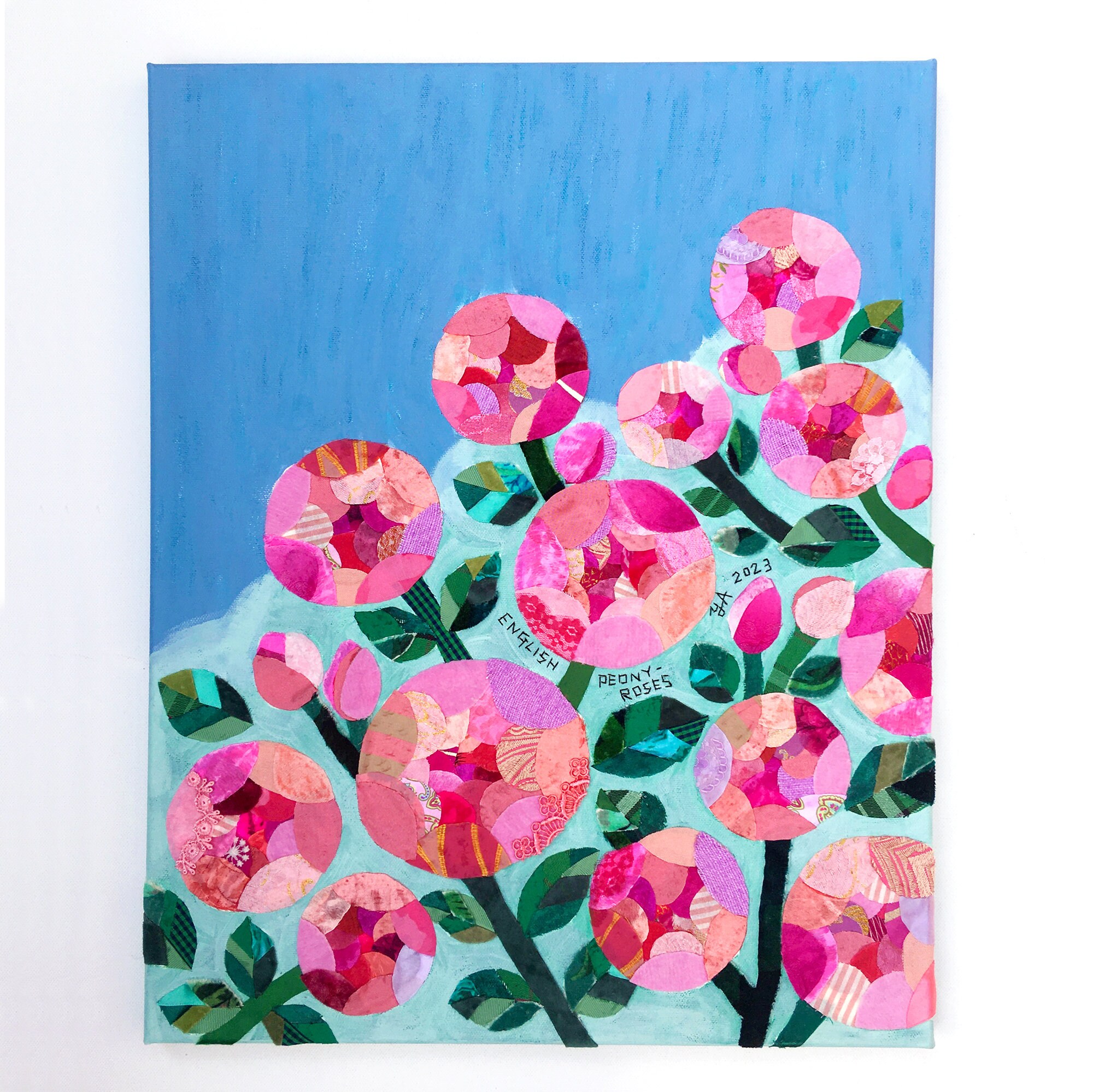 Collage Art English Peony-rose Floweroriginal - Etsy