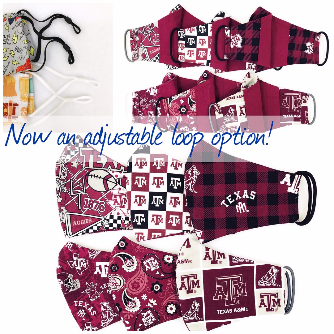 Face Mask in Texas A&M Aggies Fabric W/ Filter Pocket Nose - Etsy