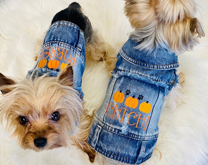 Denim Jacket Jean Jacket Vest for Dogs Pumpkin Row Sizes Xxs Xs Small ...