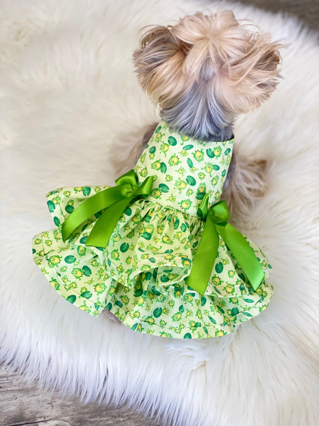 Jumping Frog Froggy Green Dog Dress, Customizable to Your Pets ...