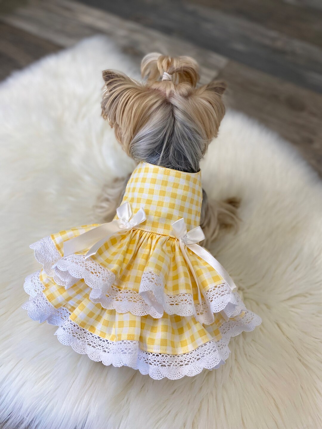 Yellow Gingham Checkers Dog Dress, Customizable to Your Pets ...