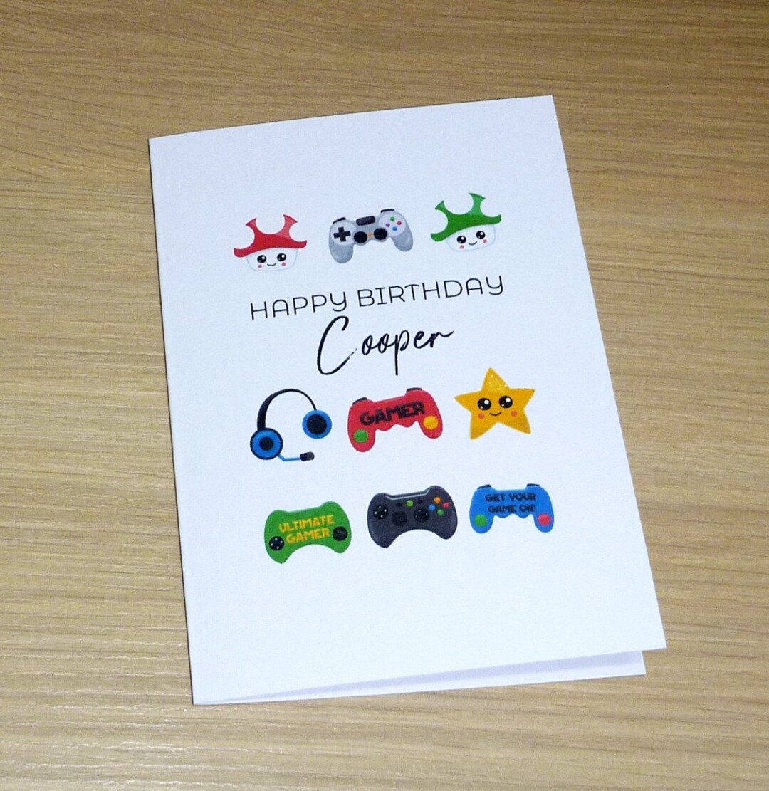 Birthday Card Gamer Gaming Video Games Boys Girls Kids Dad Handmade ...