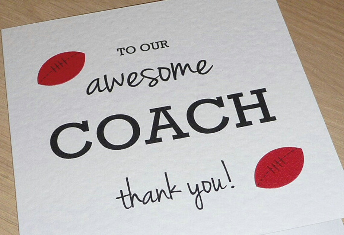 Thank you Coach card any sport soccer football cricket | Etsy
