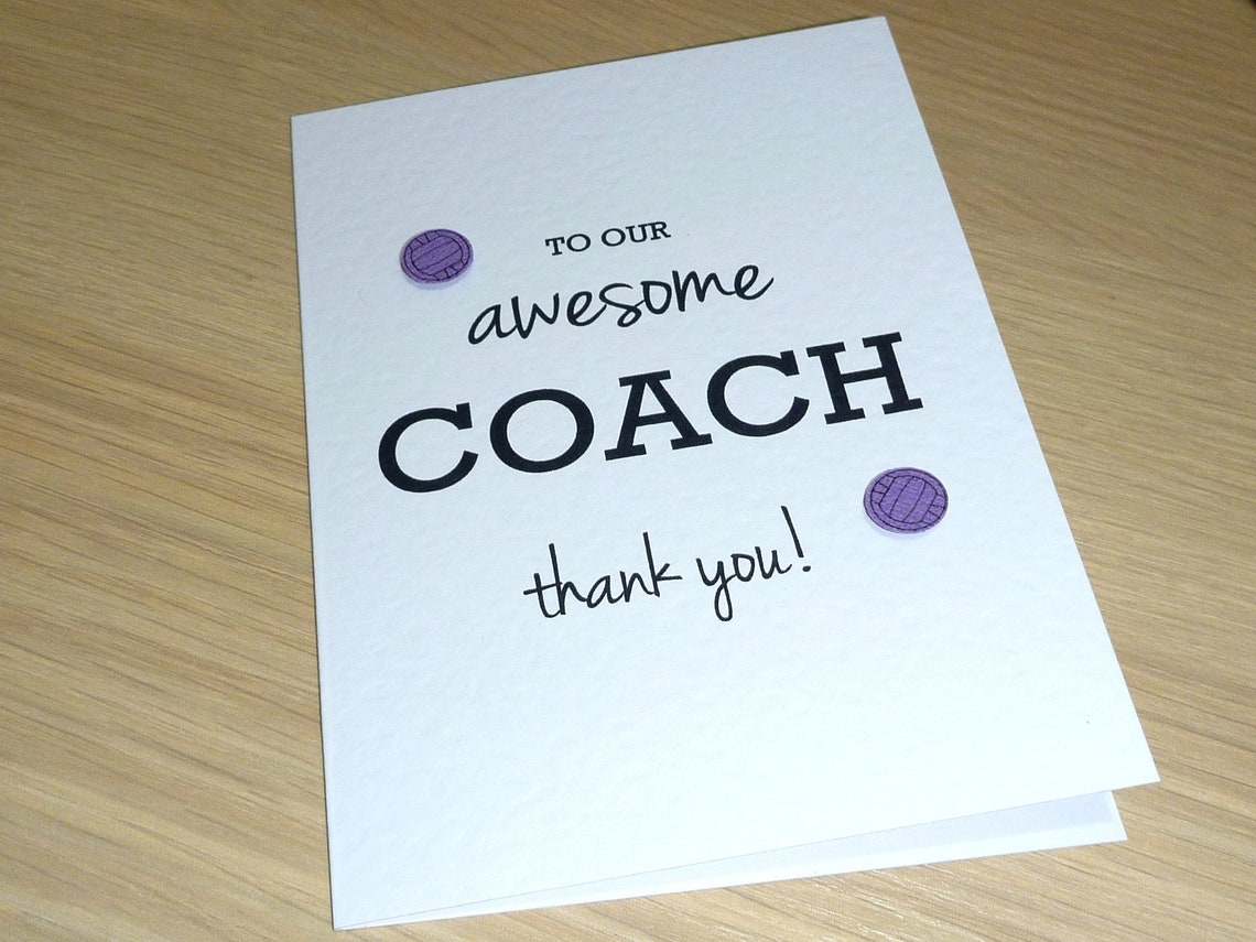 Thank you Coach card any sport soccer football cricket | Etsy
