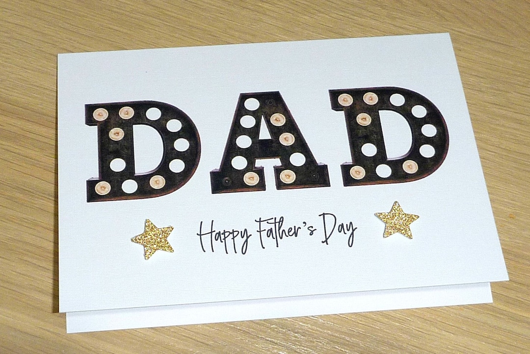 Fathers Day Card Dad Happy Birthday Card Rustic Lights Dad Daddy Father ...
