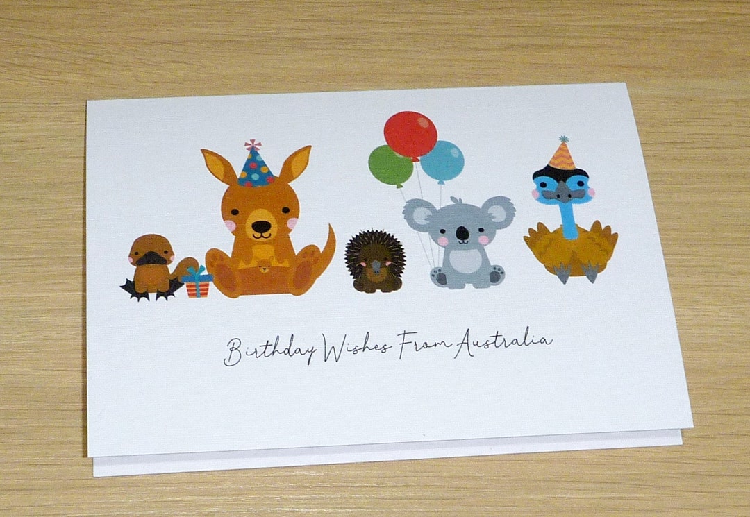 Australian Birthday Card Aussie Party Animals From Australia - Etsy