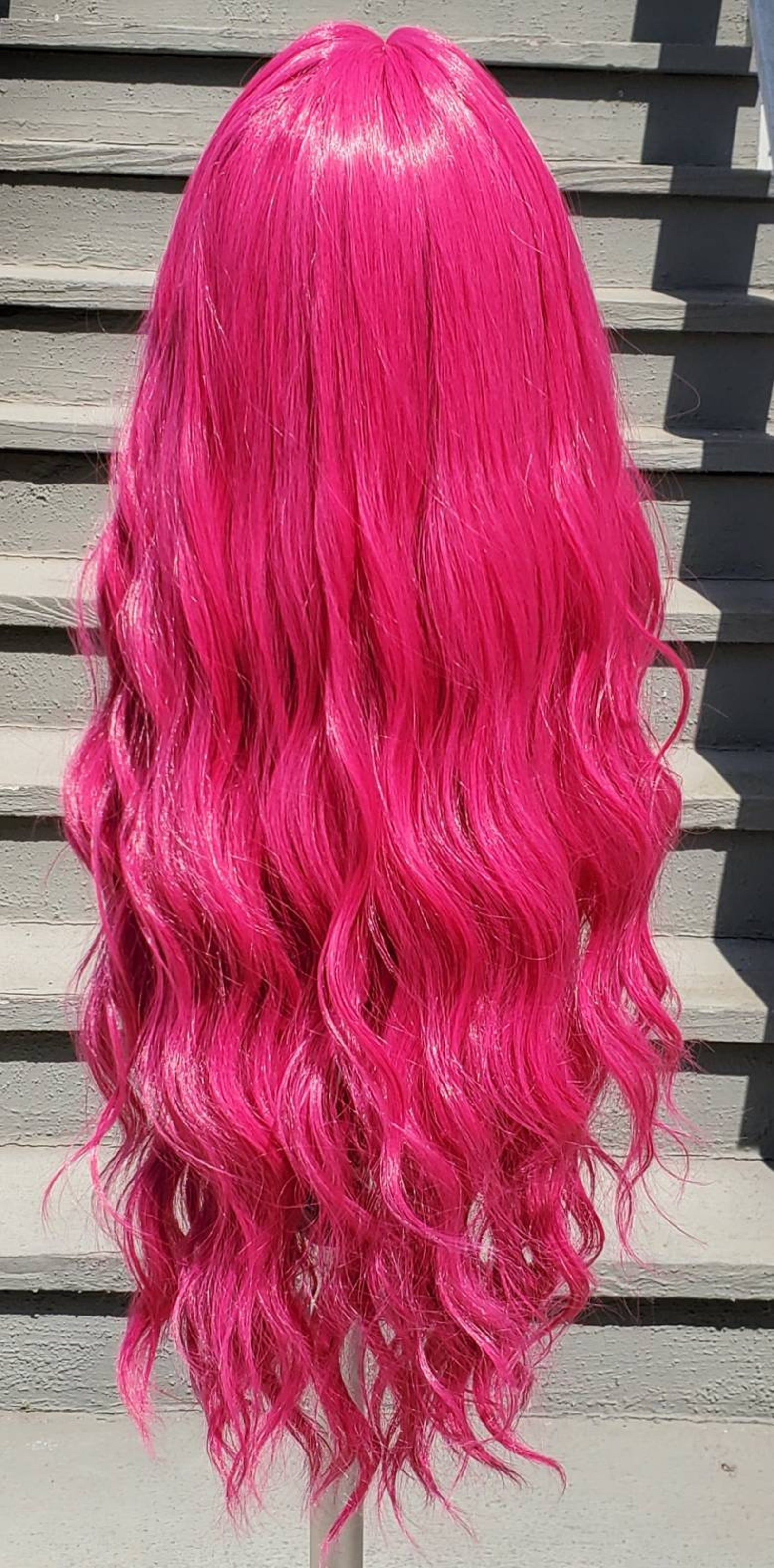 Peluca rosa ondulada larga Peluca rosa ondulada de capas | Etsy