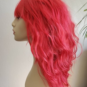 Red Shoulder Length Multi- Textured Wig, Red Textured Lob With Bangs ...