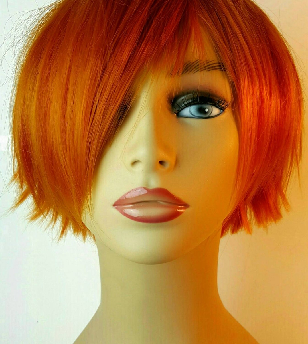 Short Orange Wig, Orange Layered Bob, Short Bob, Shoppy Bob, Copper Bob ...