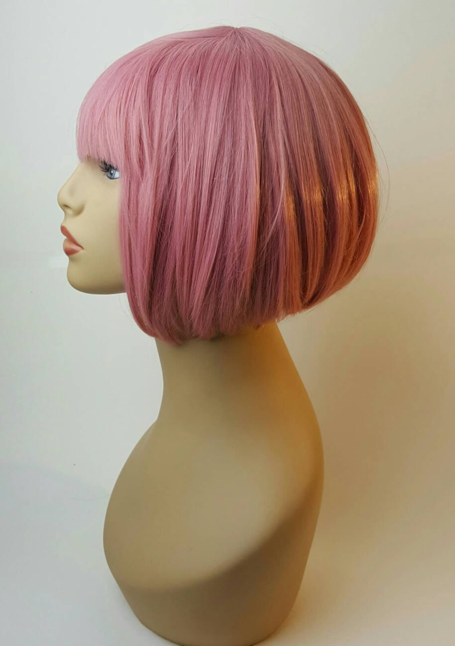 Pink Bob Short Pink Bob Wig Chin Length Bob Bob With Bangs - Etsy