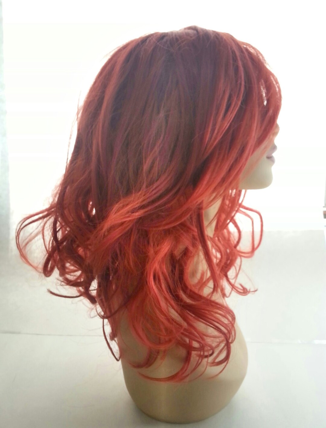 Red Wavy A-line Bob Wig With Sweeping Bangs - Etsy
