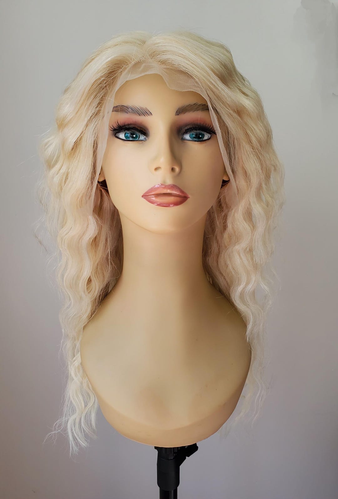 Golden Blonde Human Hair Lace Front Wig, Long Layered 24 Inch Wig - Etsy