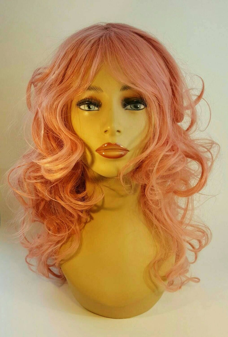 Long Pink Wig Wavy Pink Wig Asymmetrical Pink Wig Long Wavy - Etsy