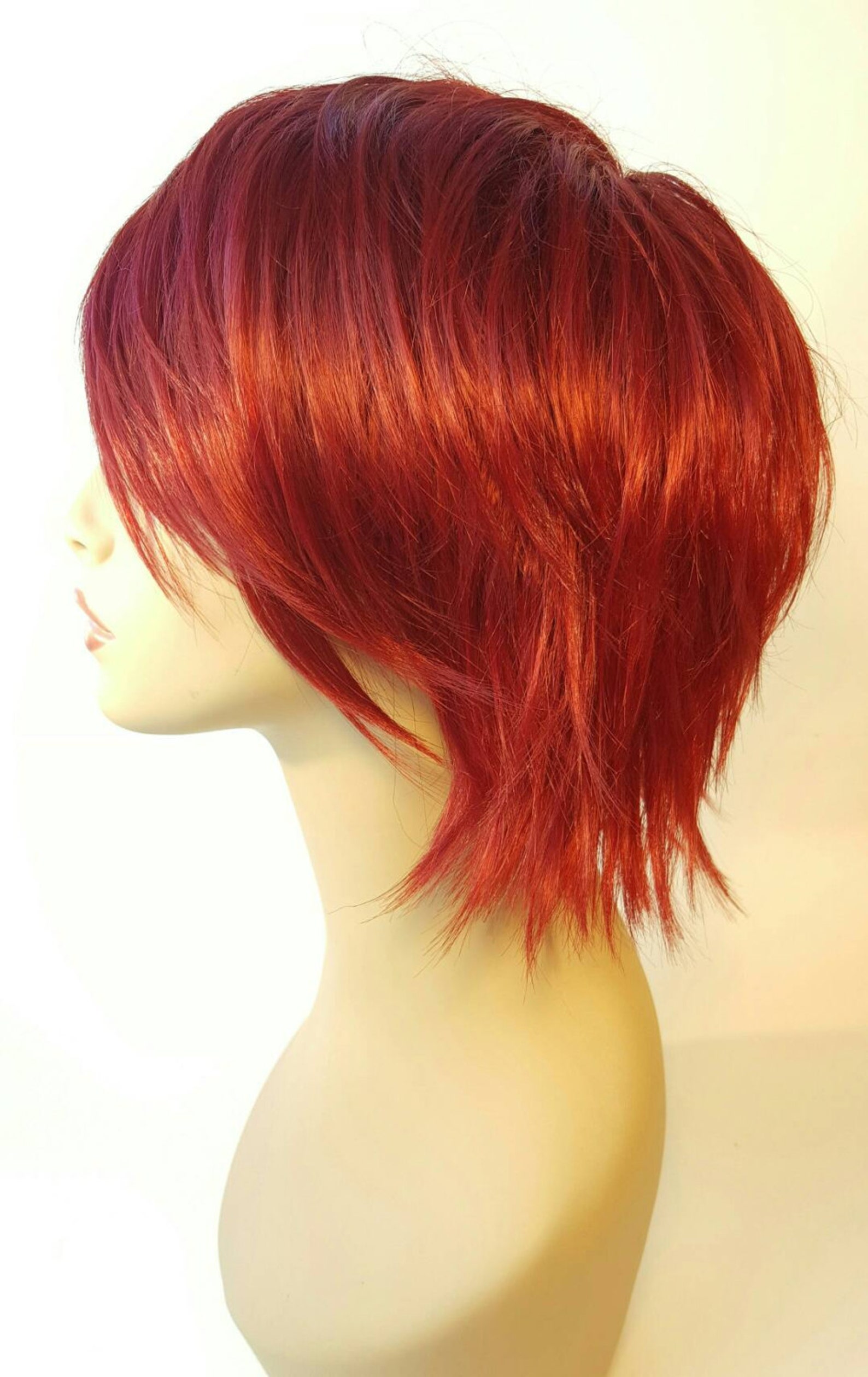 Short Red Wig Wine Red Wig Short Bob With Shaggy Layers - Etsy