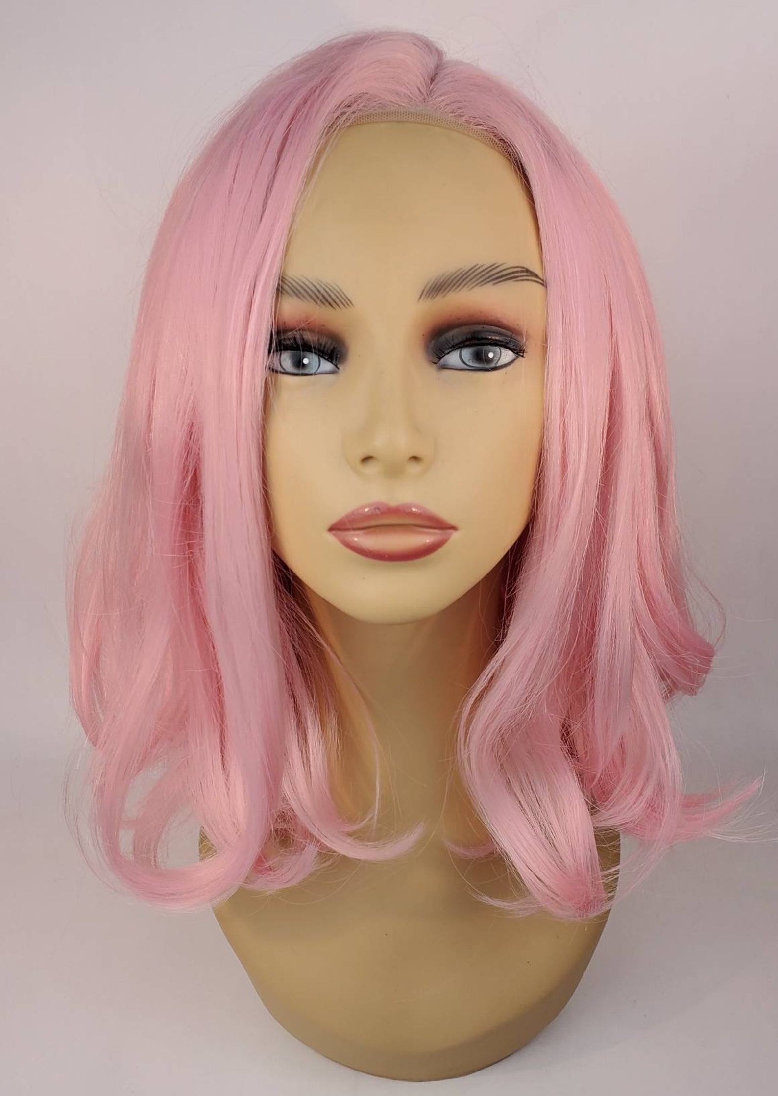 Pink Bob Light Pink Bob Pink Wavy Bob Pastel Pink Bob Wig - Etsy