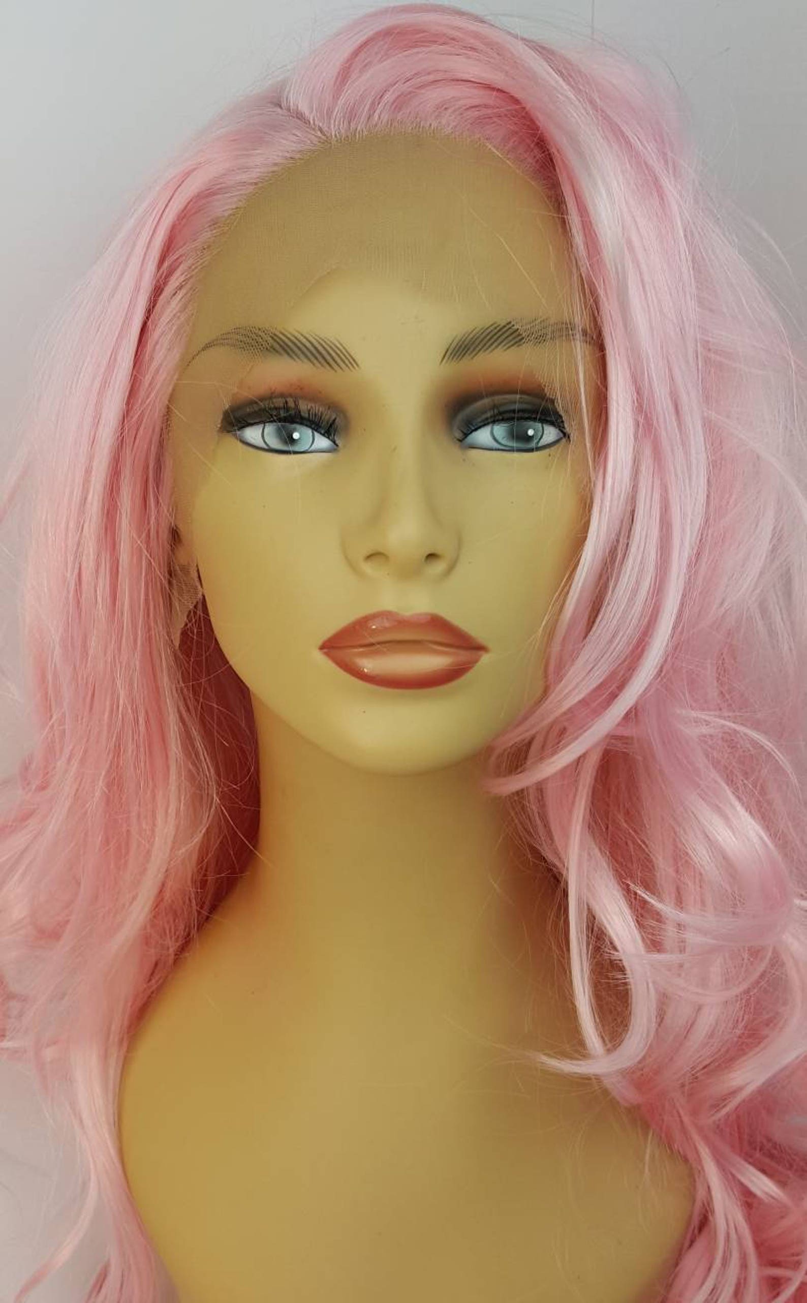 Pink Lace Front Wig Long Pink Lace Front Wig Wavy Pink Lace | Etsy