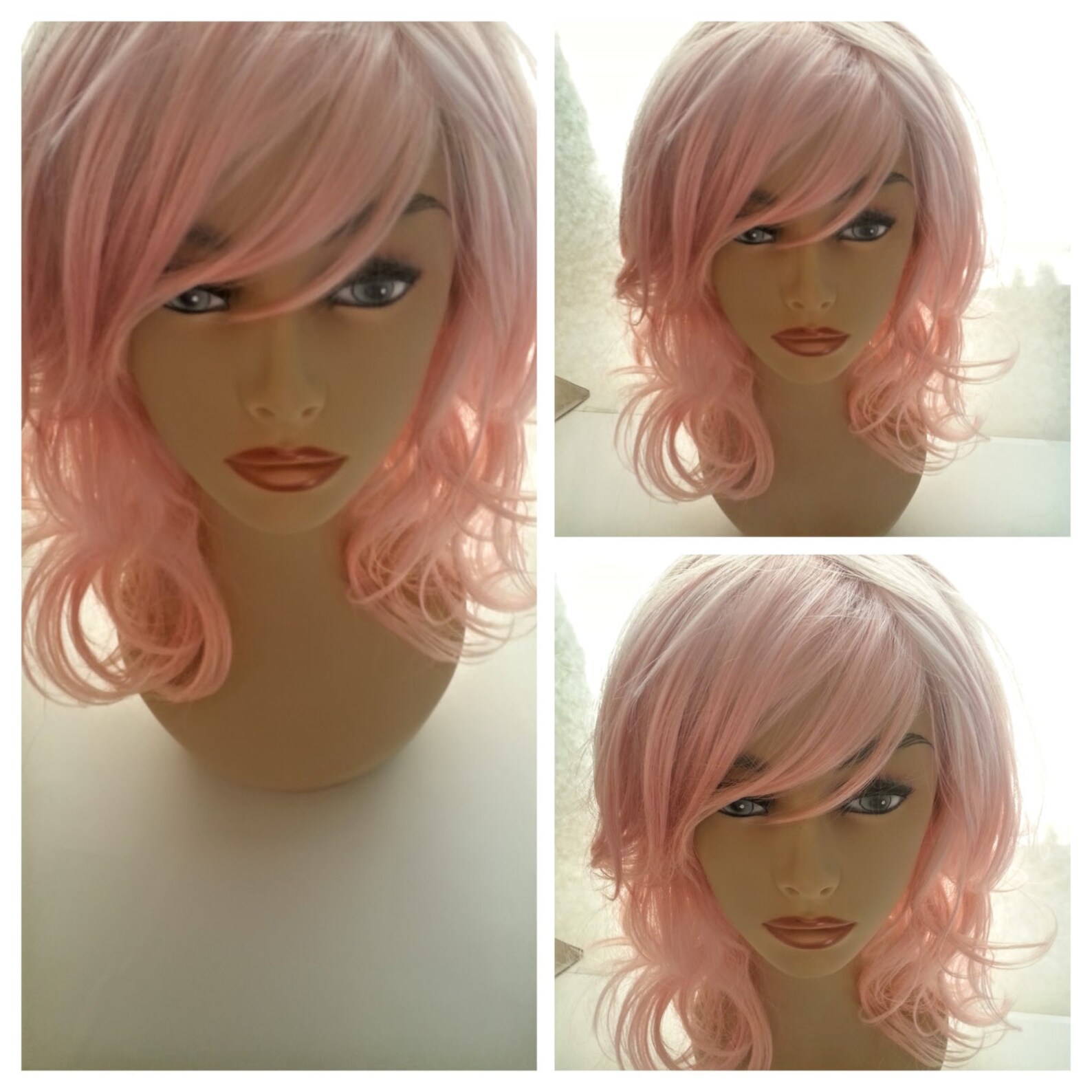 Pink Wig Pink Wig With Sweeping Bangs Light Pink Wig Loose | Etsy