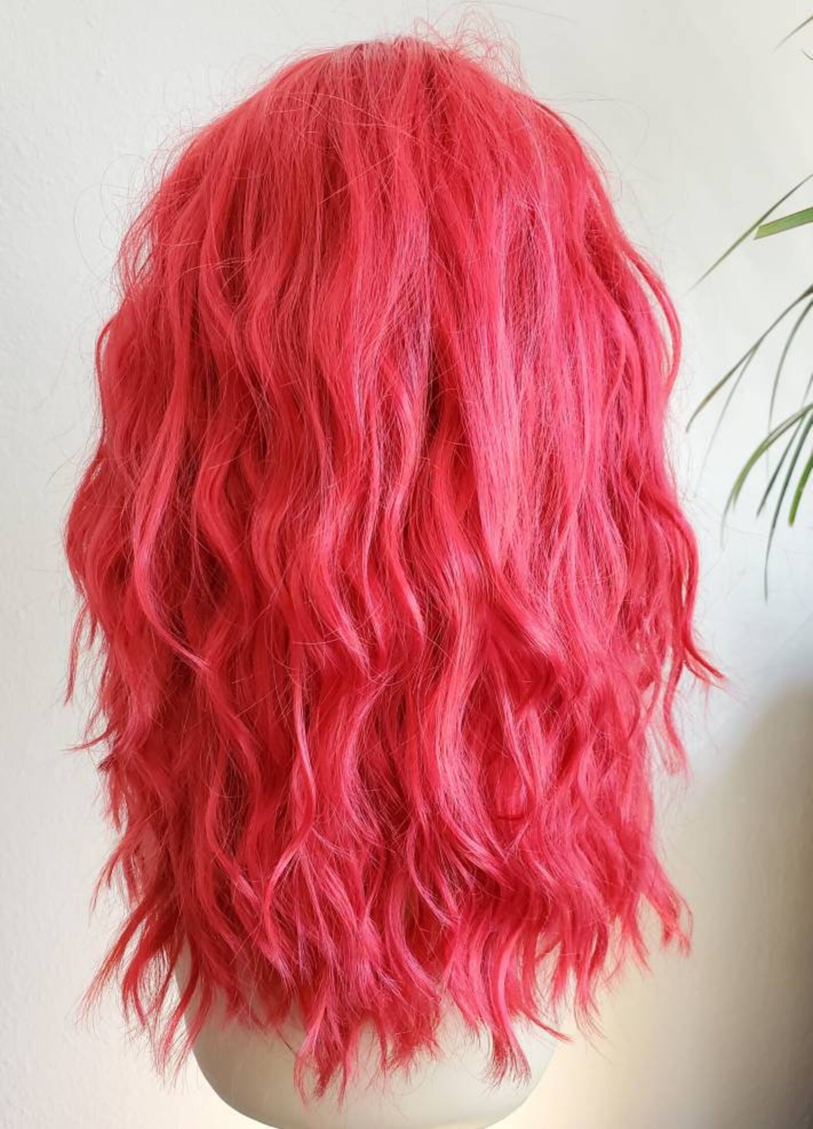 Red Shoulder Length Multi Textured Wig Red Textured Lob With - Etsy