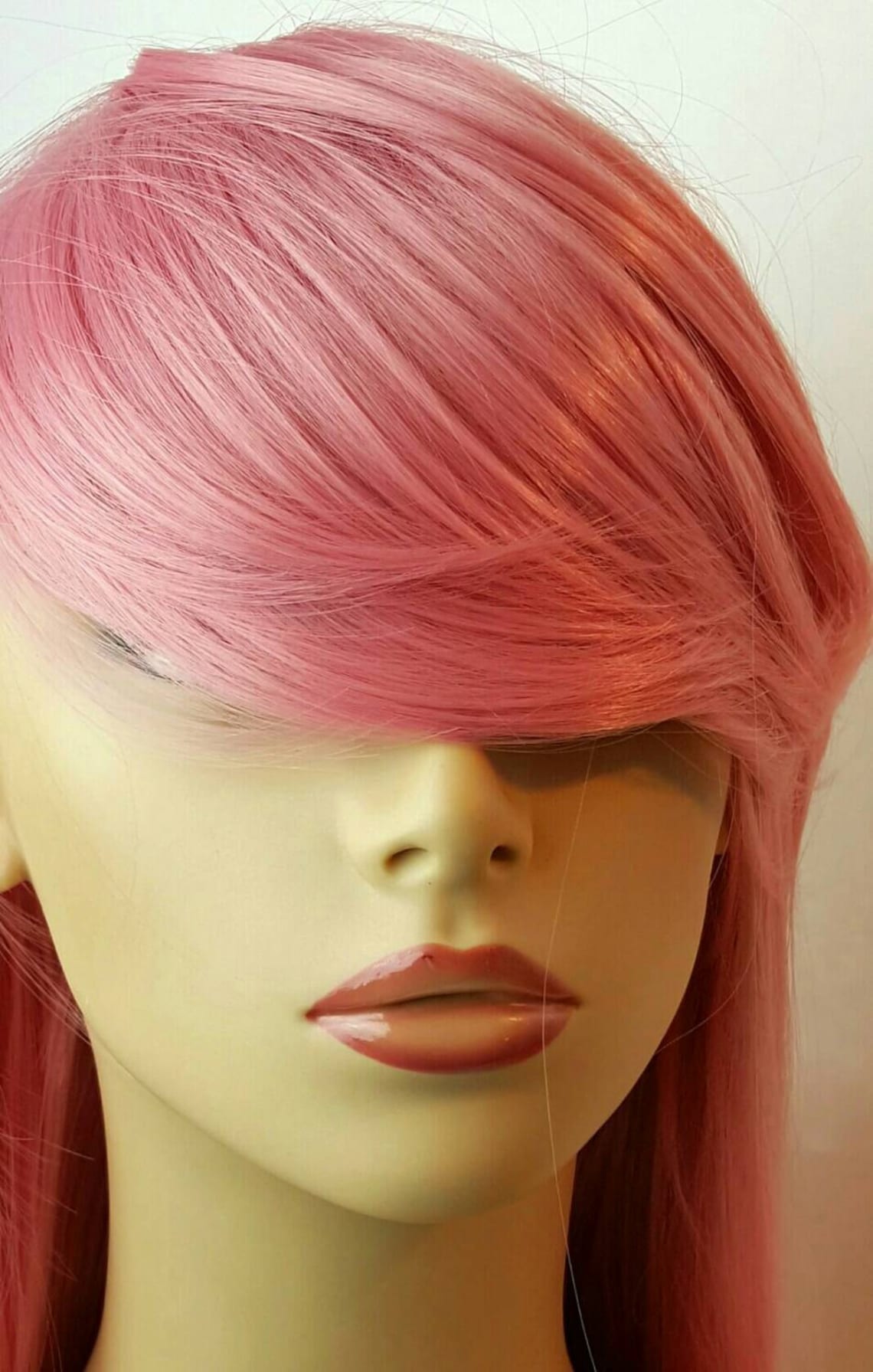 Long Pink Wig Long Pink Wig with Long Sweeping Bangs Long | Etsy