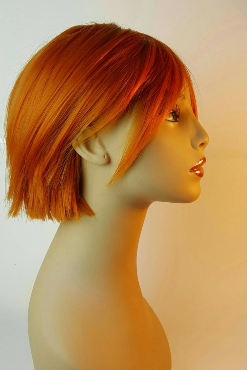 Short Orange Wig Orange Layered Bob Short Bob Shoppy Bob | Etsy