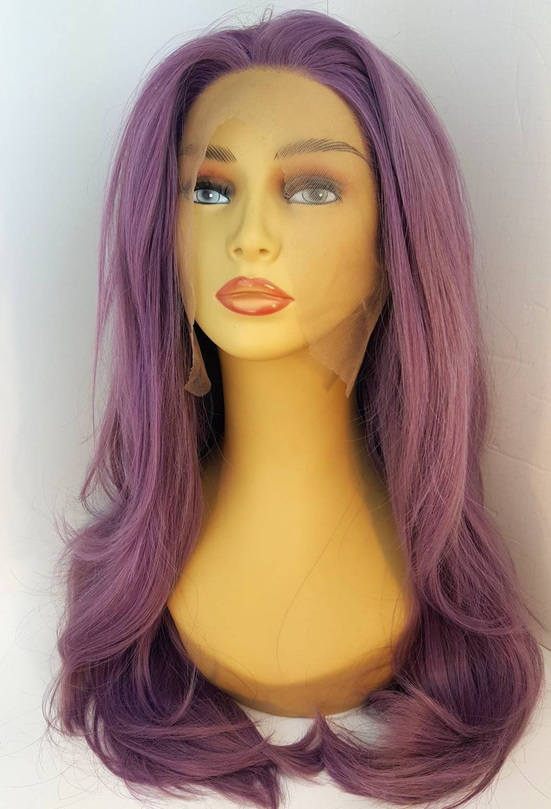 Purple Lace Front Wig, Light Purple Lace Front Wig, Multiple Part, Long ...