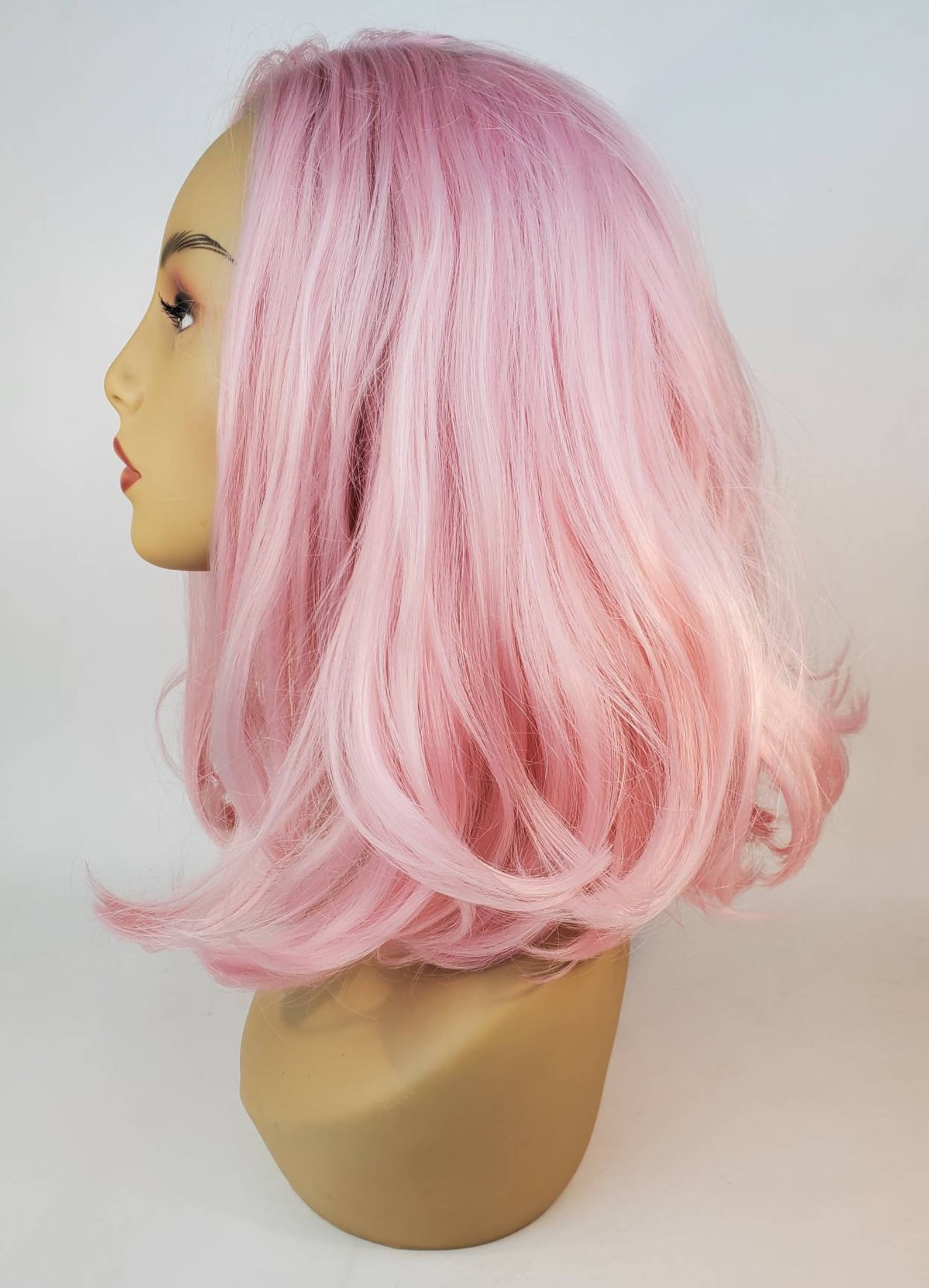 Pink Bob Light Pink Bob Pink Wavy Bob Pastel Pink Bob Wig - Etsy