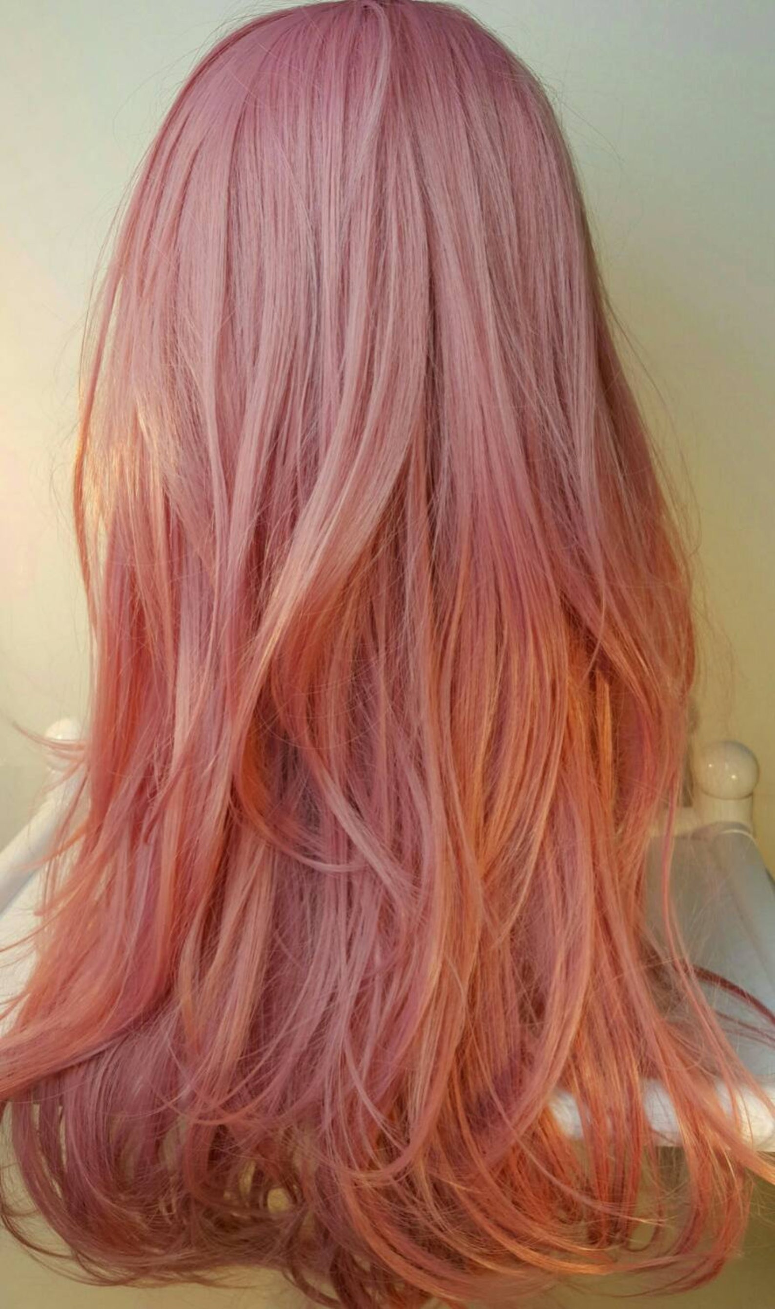 Long Wavy Pink Wig, Side Swept Bangs - Etsy