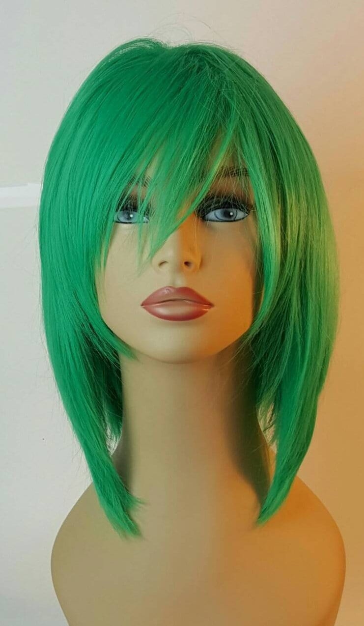 Short green wig store