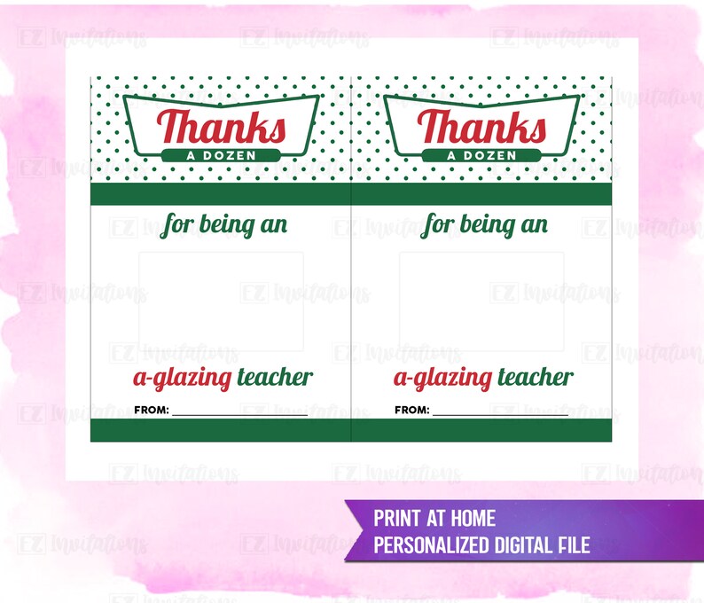 Teacher Appreciation Printable Gift Card Holder Krispy Kreme Gift Card ...