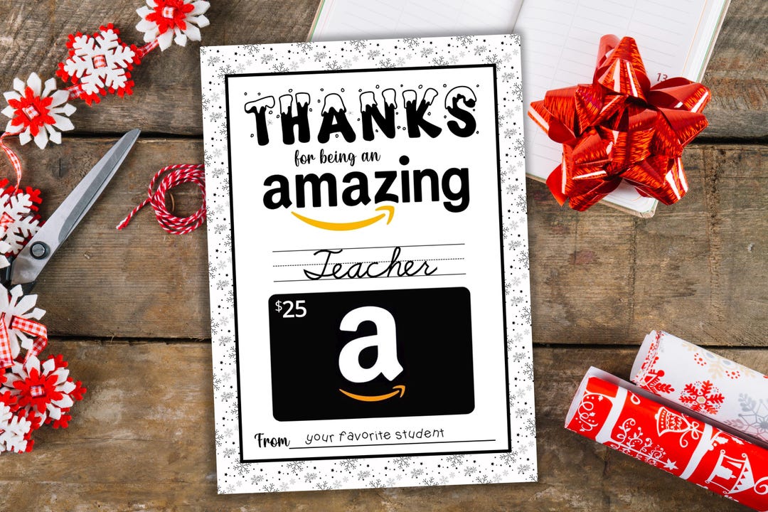 Christmas Teacher Printable Gift Card Holder Amazon Gift Card Holder ...