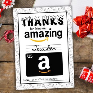 Christmas Teacher Printable Gift Card Holder Amazon Gift Card Holder ...