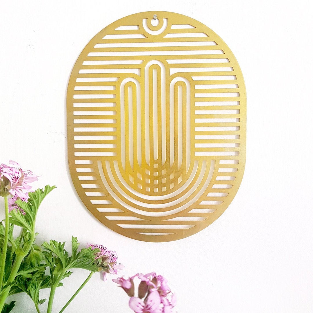 Geometric Brass Hamsa Wall Art, Modern Judaica Decor - Etsy