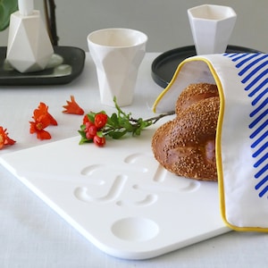 White Corian Challah Board, With Minimalist Challah Pattern, Modern ...