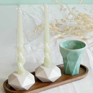 Modern Shabbat Candlesticks With Kiddush Cup, Geometric Shabbat Set ...