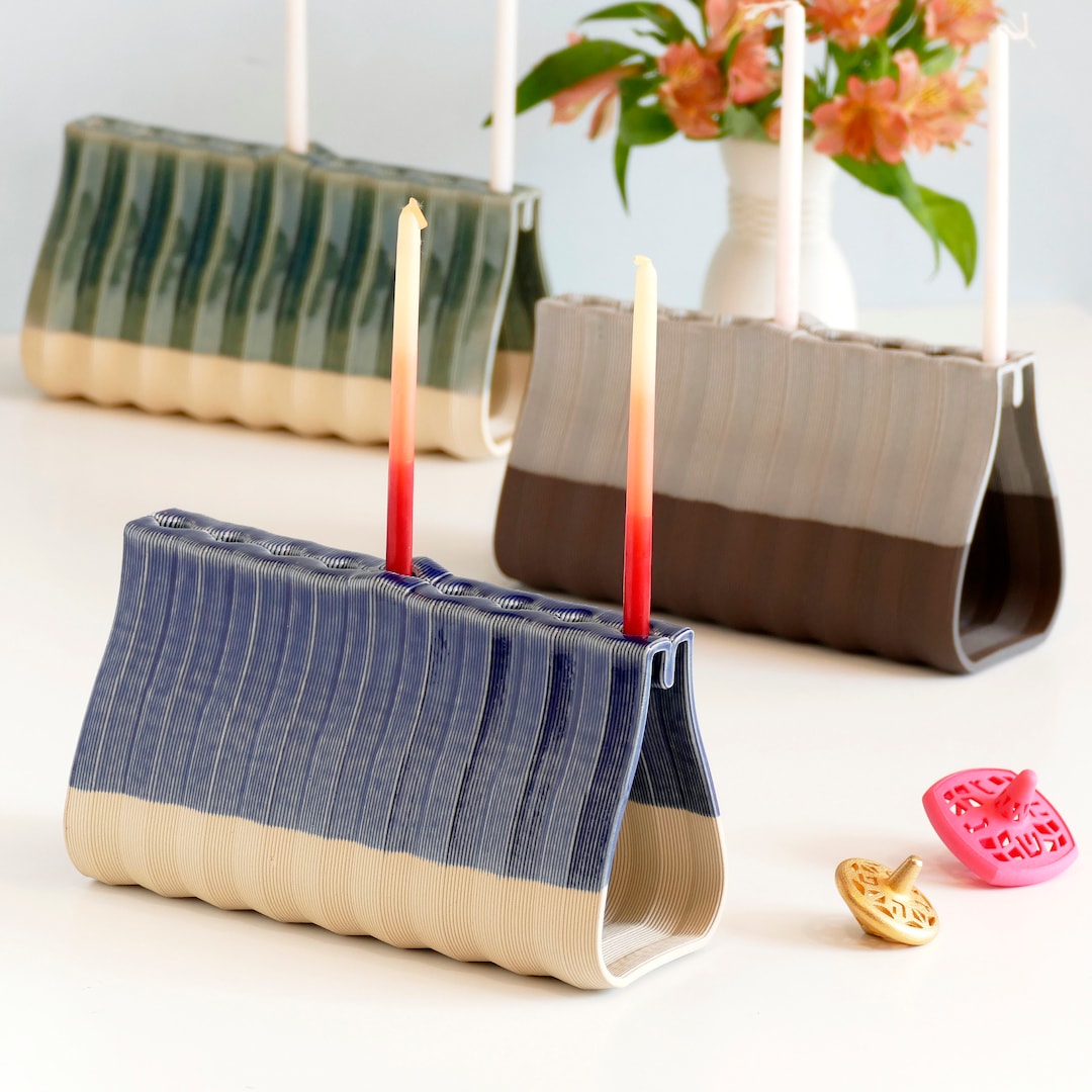 Contemporary Menorah for Chanukah, Innovative 3D Printed Clay Menorah ...