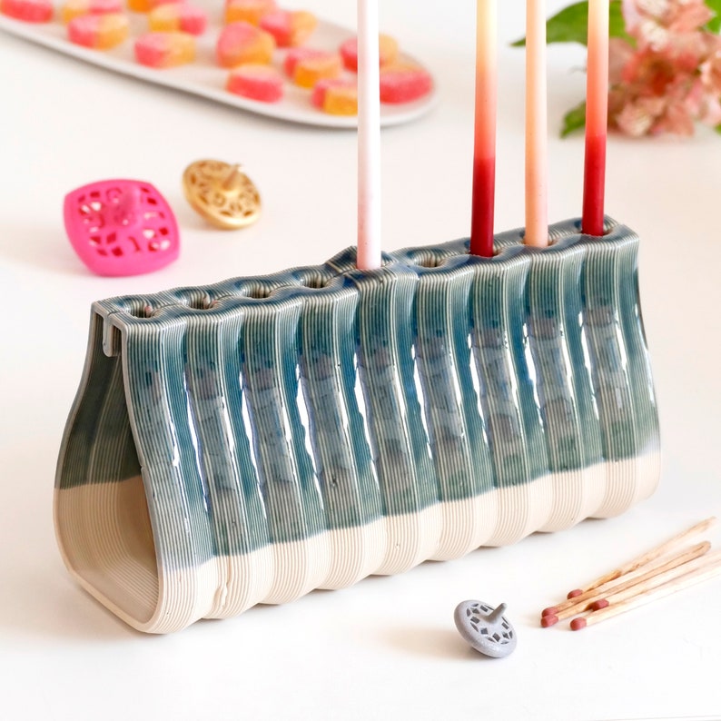 Innovative 3D Printed Clay Menorah, Contemporary Judaica for Chanukah ...