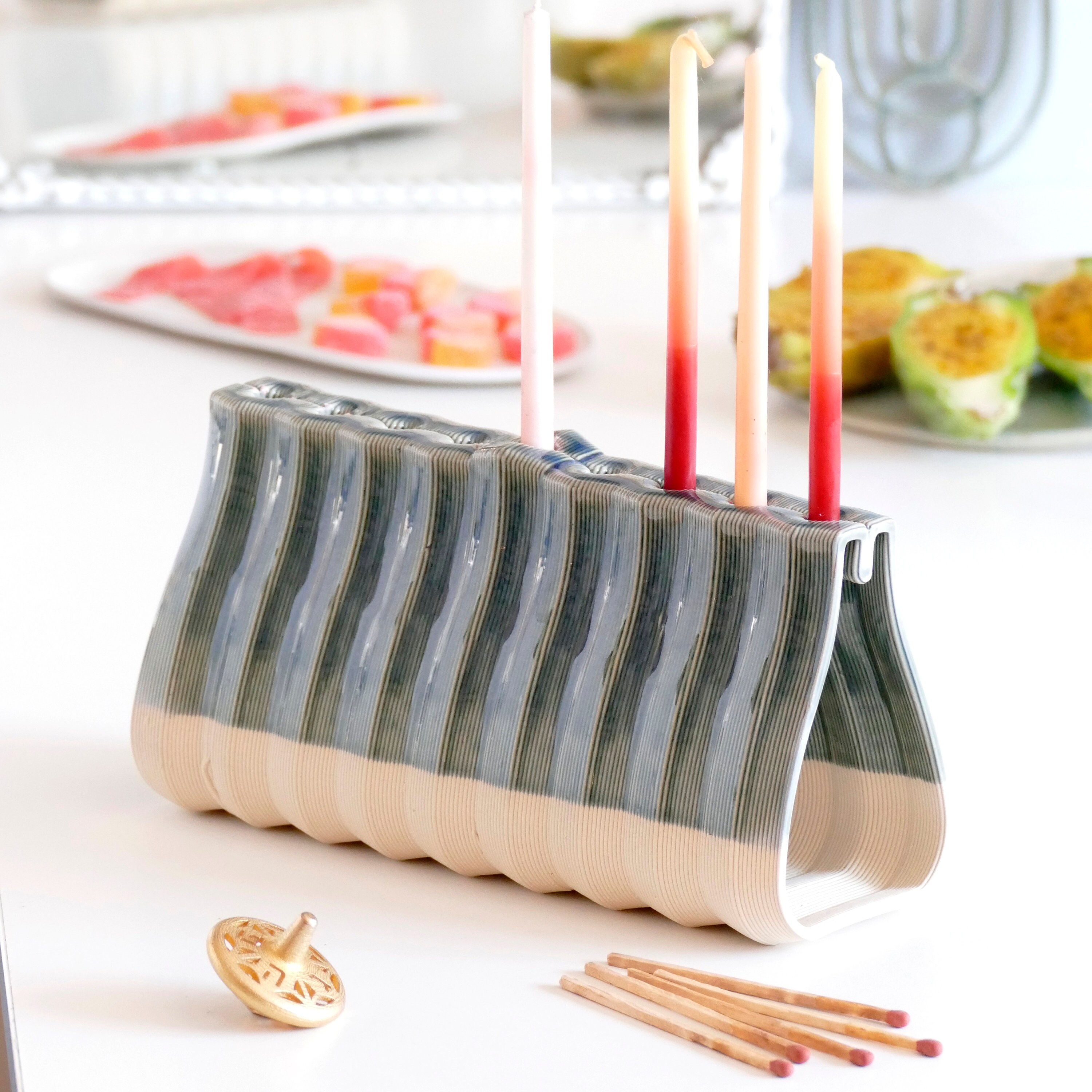 Innovative 3D Printed Clay Menorah, Contemporary Judaica for Chanukah ...