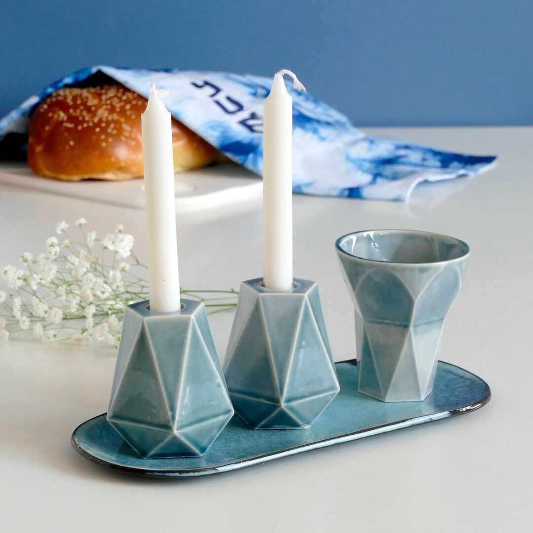 New Color SALE - Modern Judaica Shabbat Set, Pair of Shabbos ...