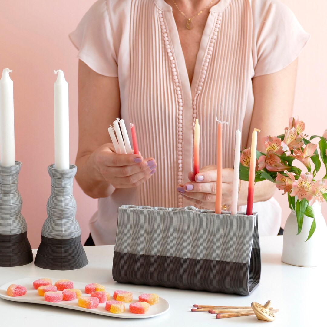 Innovative 3D Printed Clay Menorah, Contemporary Judaica for Chanukah ...
