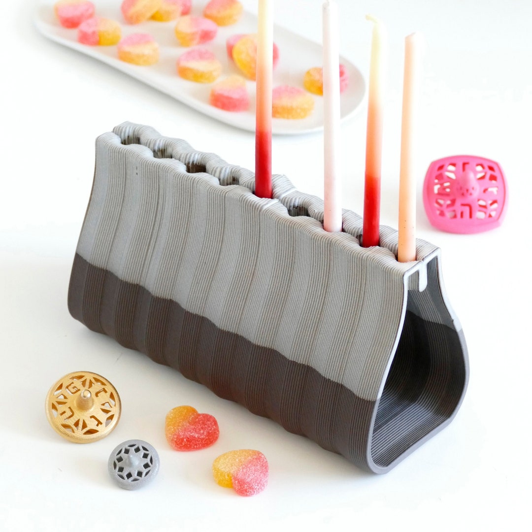 Innovative 3D Printed Clay Menorah, Contemporary Hanukkah Gift ...