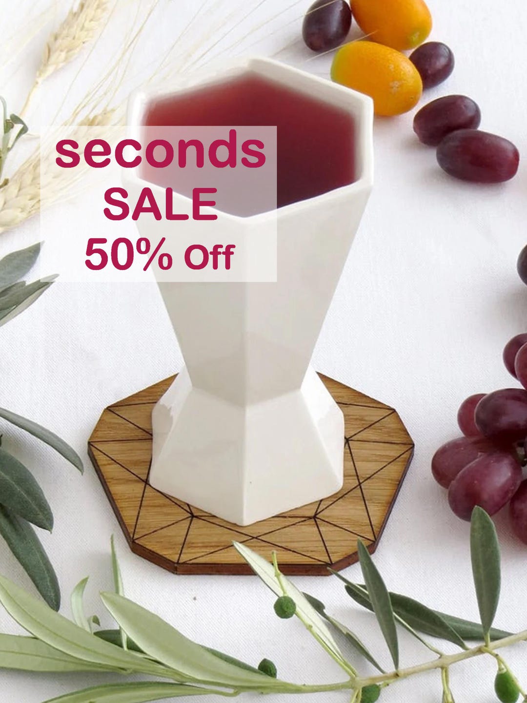 Imperfect Ceramic Kiddush Cup – Modern Jewish Gift, White Wine Goblet ...