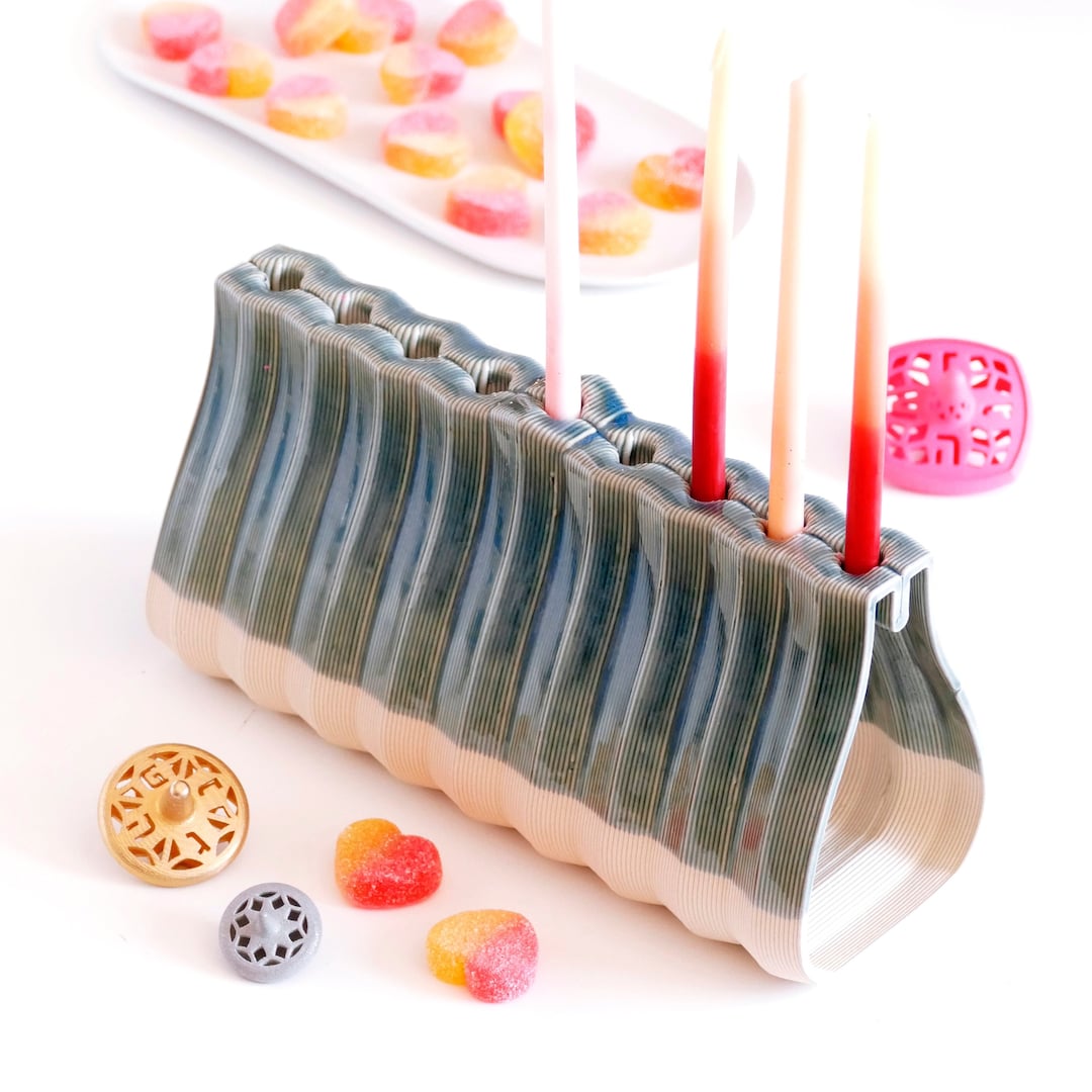 Innovative 3D Printed Clay Menorah, Contemporary Judaica for Chanukah ...