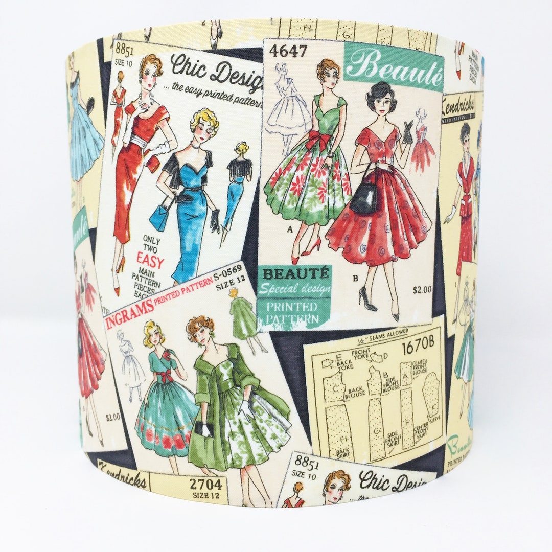 Sewing Patterns Lampshade Retro Lamp Shade for Sewing or - Etsy