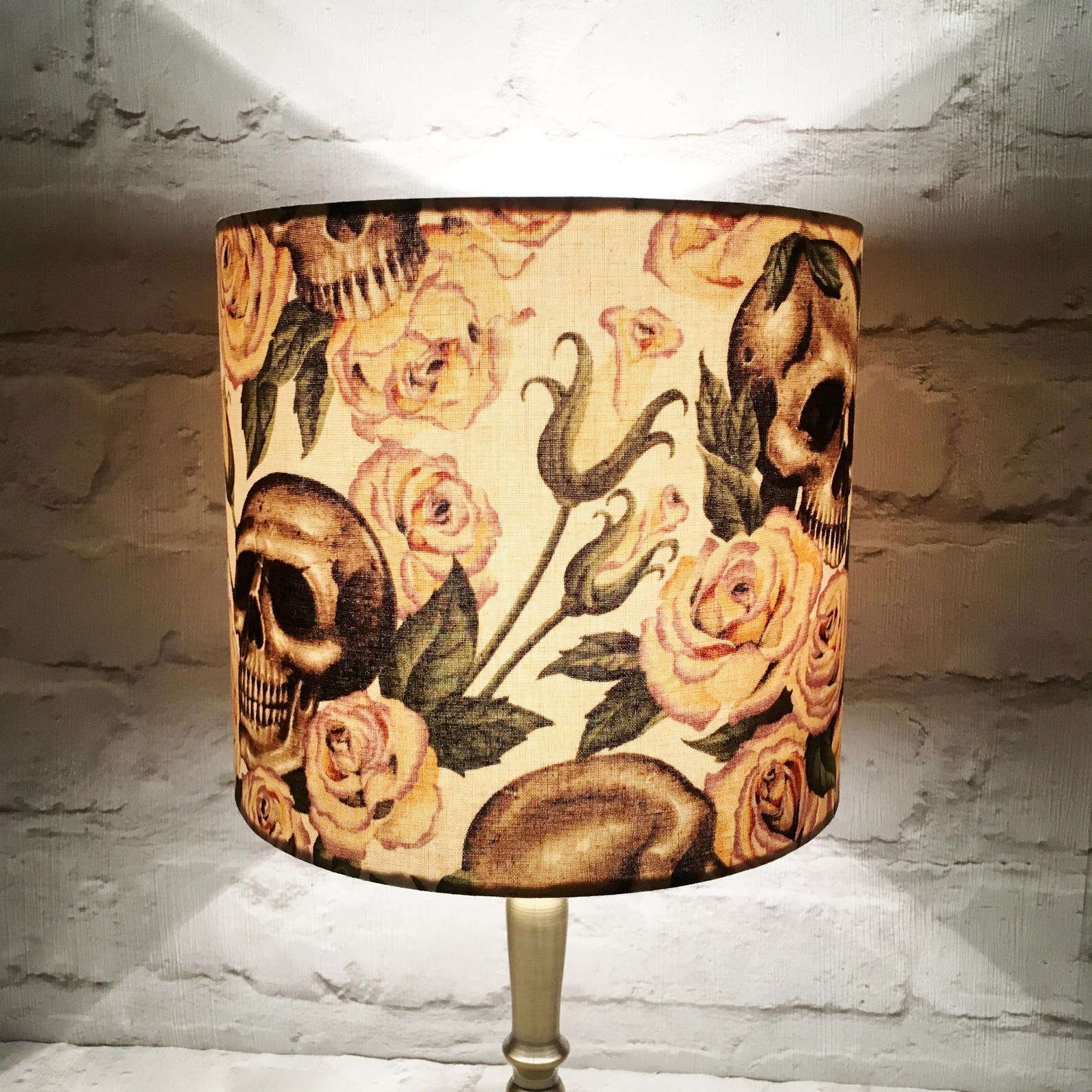 Gothic lampshade skull & roses lamp shade skeleton skull | Etsy